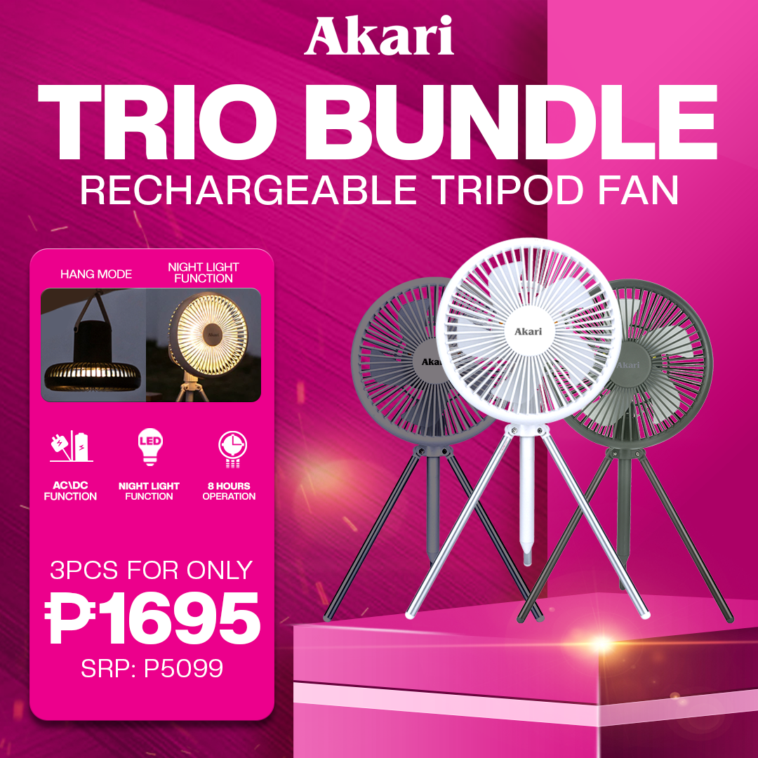 TRIO RECHARGEABLE TRIPOD FAN – Akari.store
