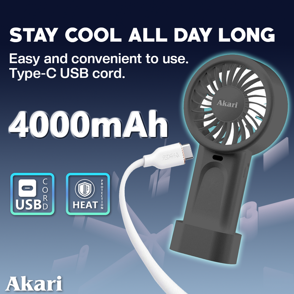 Akari Rechargeable Jet Fan (ARF-N90) (5-speed Level) with FREE PORTAFA ...