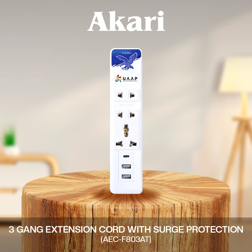 Akari 3 Gang Extension Cord with Surge Protection ( AEC-F803) – Akari.store