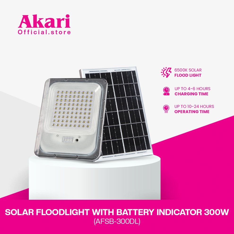 Akari Solar Floodlight with Battery Indicator 300W (AFSB-300DL) – Akari ...