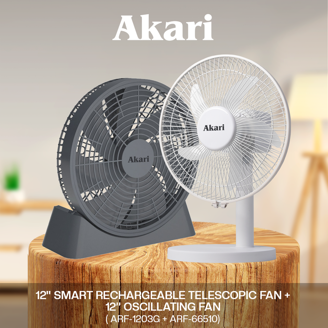 Akari 8" Rechargeable Elliptical Fan w/ LED (ARF-8028W) – Akari.store