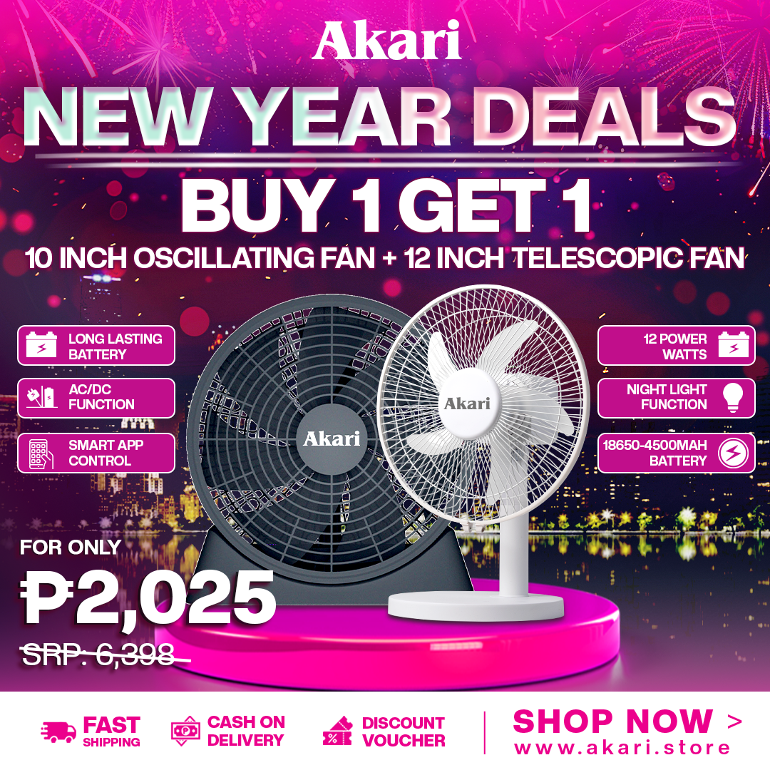 Akari 12" Smart Rechargeable Telescopic Fan (ARF-1203) w/ free 10" OSC ...