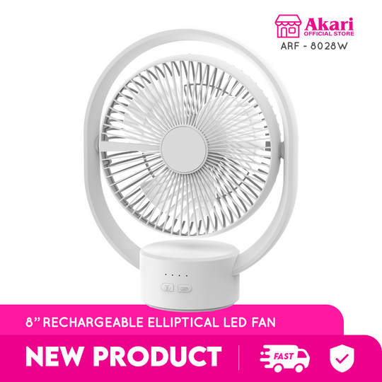 Akari 8" Rechargeable Elliptical Fan w/ LED (ARF-8028W) – Akari.store