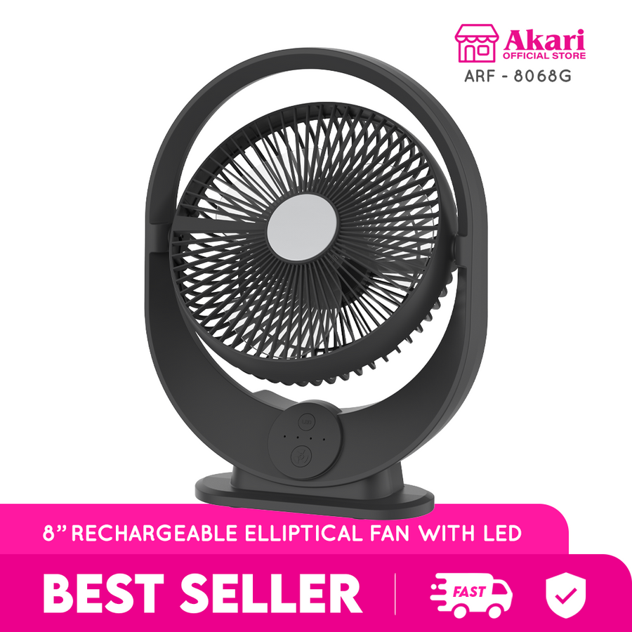Akari 8" Rechargeable Elliptical Fan w/ LED (ARF-8068) – Akari.store