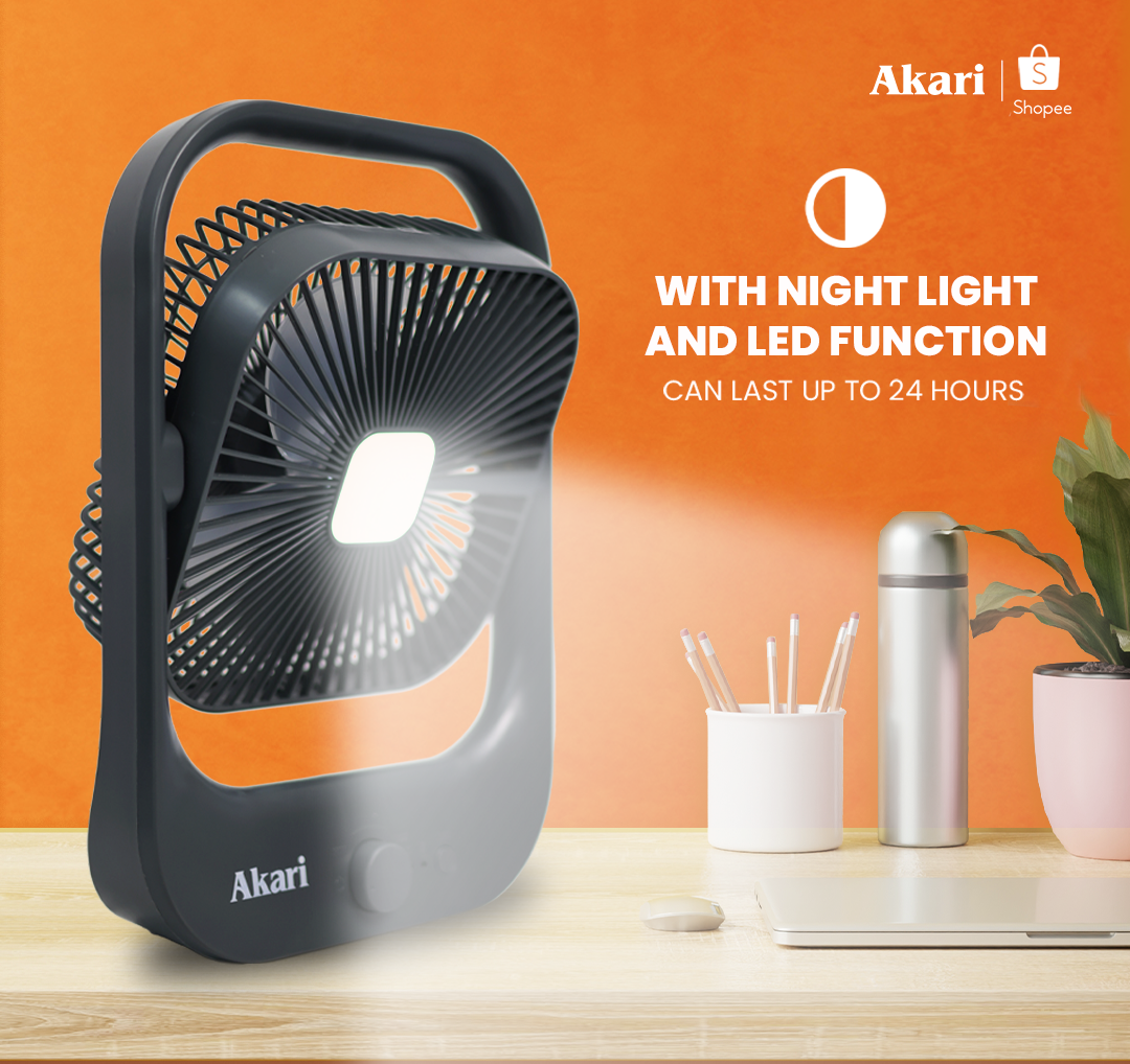 Akari B1T1 : 8" Rechargeable Square Fan with LED Light (ARF-8018 ...