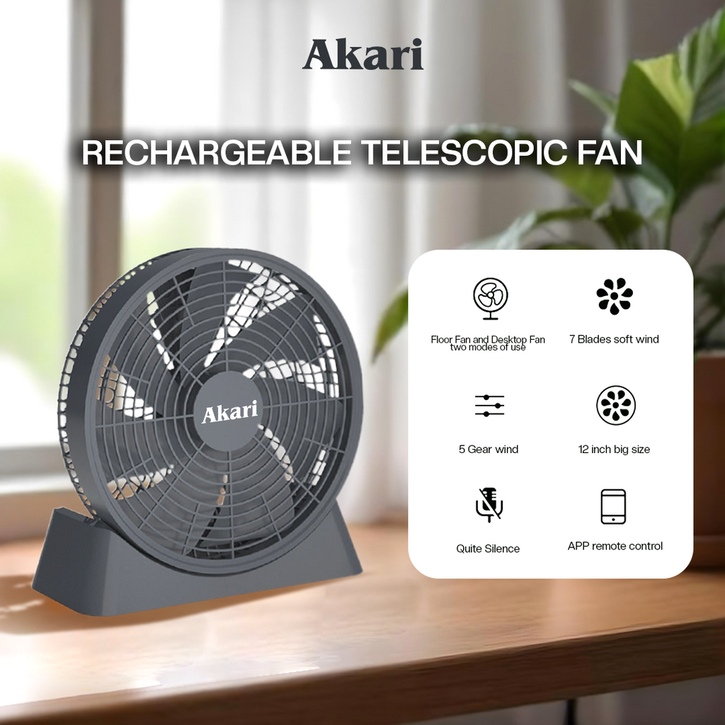 Akari 12" Smart Rechargeable Telescopic Fan (ARF-1203) – Akari.store