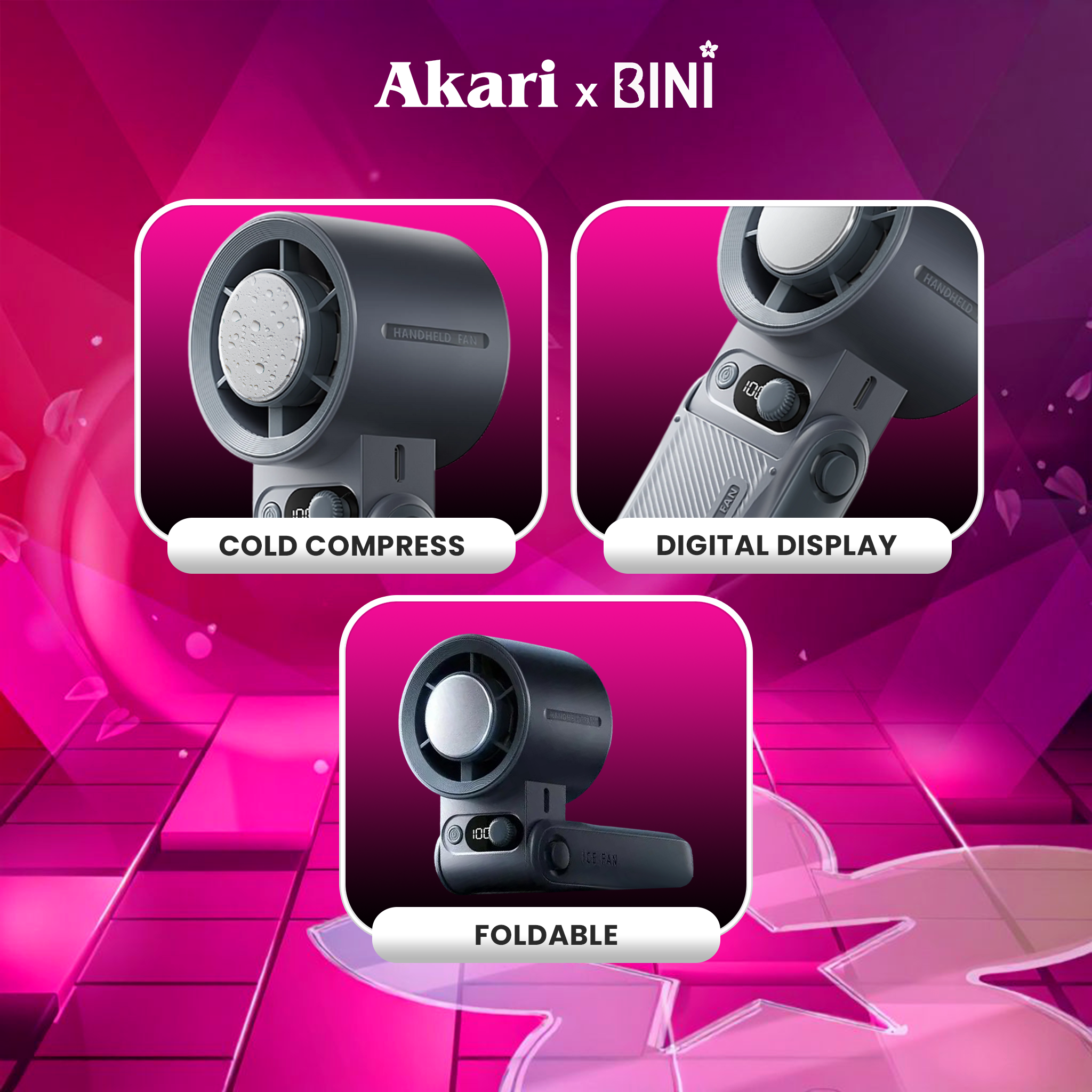 AkarixBini : Akari Rechargeable Gentle Fan (ABF-JF168GY) Grey – Akari.store