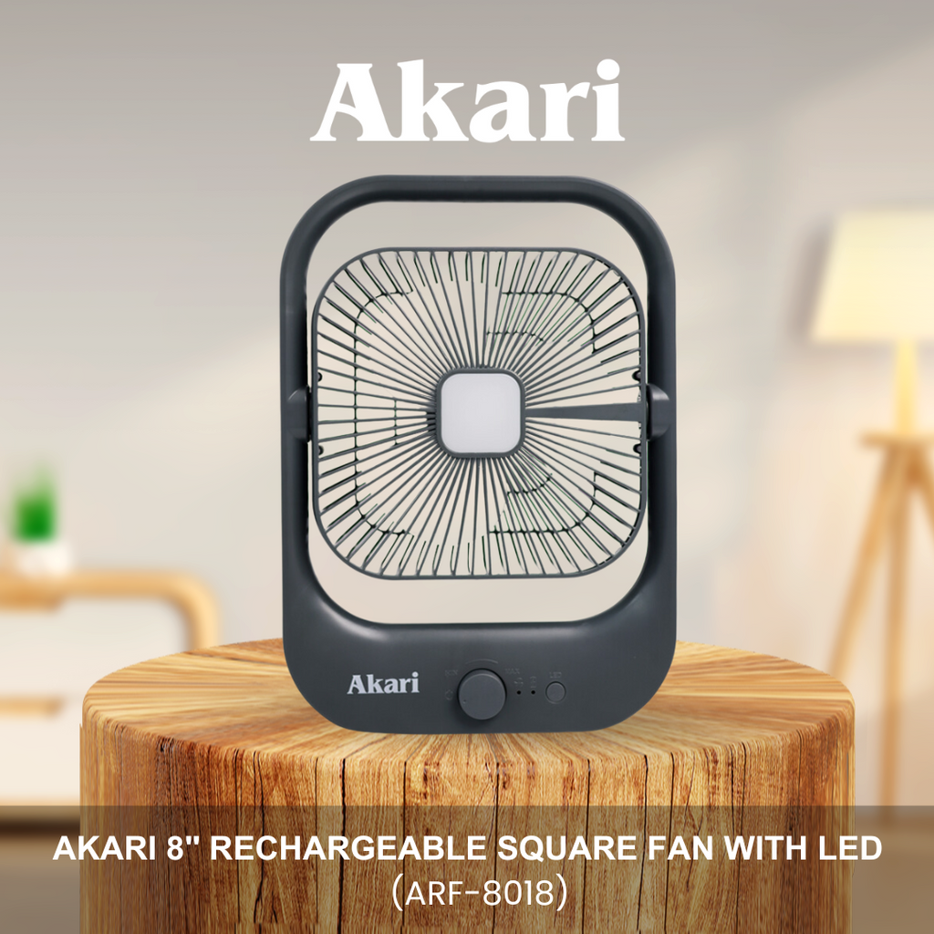 Akari 8" Rechargeable Square Fan with LED (ARF-8018) – Akari.store