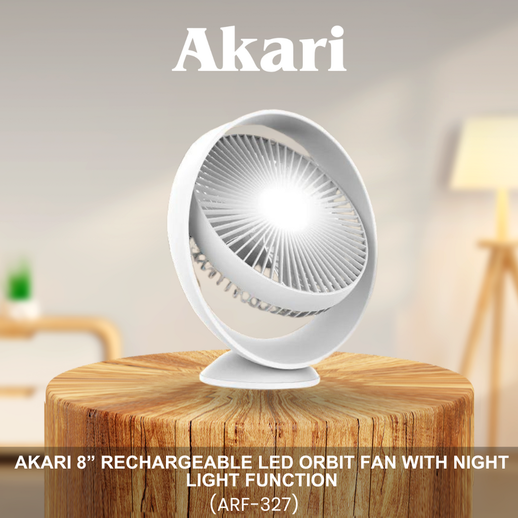 Akari 8” Rechargeable LED Orbit Fan with Night Light Function (ARF-327 ...