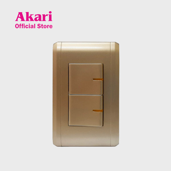 Akari 2 Gang 1 Way Switch 250V / 16A, V Series, Gold (AWD2015V(G ...