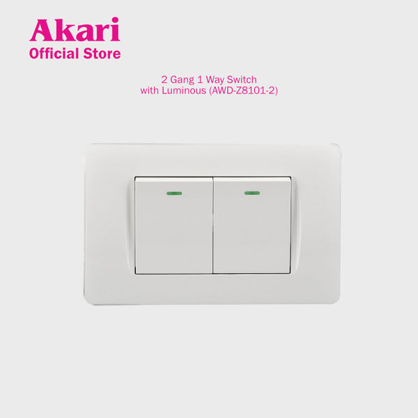 Akari 2 Gang 1 Way Switch with Luminous (AWD-Z8101-2) – Akari.store