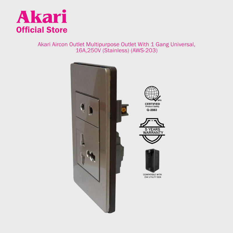 Akari Aircon Outlet Multipurpose Outlet With 1 Gang Universal - Steel – Akari.store