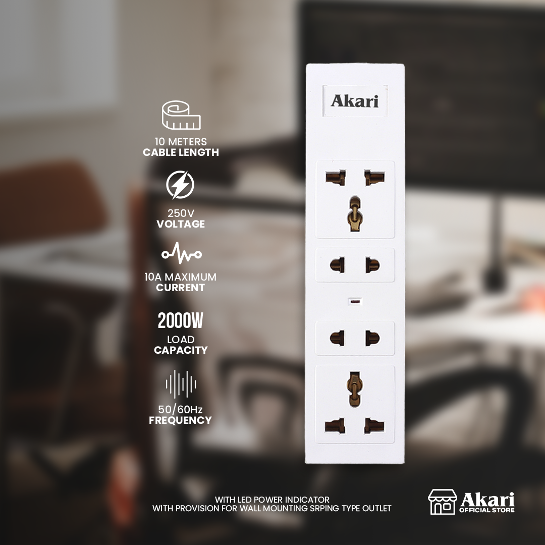 Akari 4 Gang With 10 Meters Cable Extension cord (AEC-H2010) – Akari.store