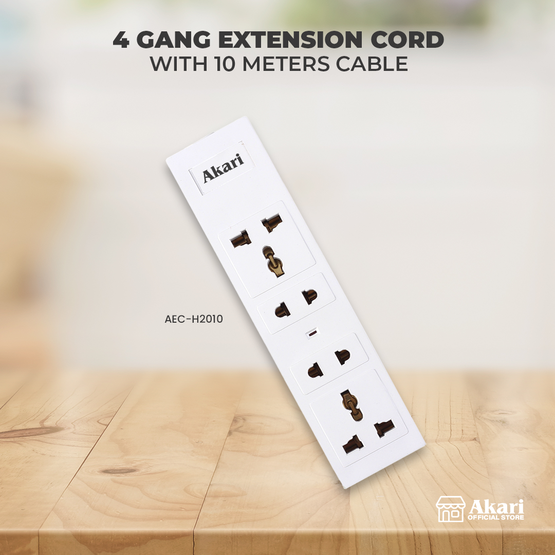 Akari 4 Gang With 10 Meters Cable Extension cord (AEC-H2010) – Akari.store