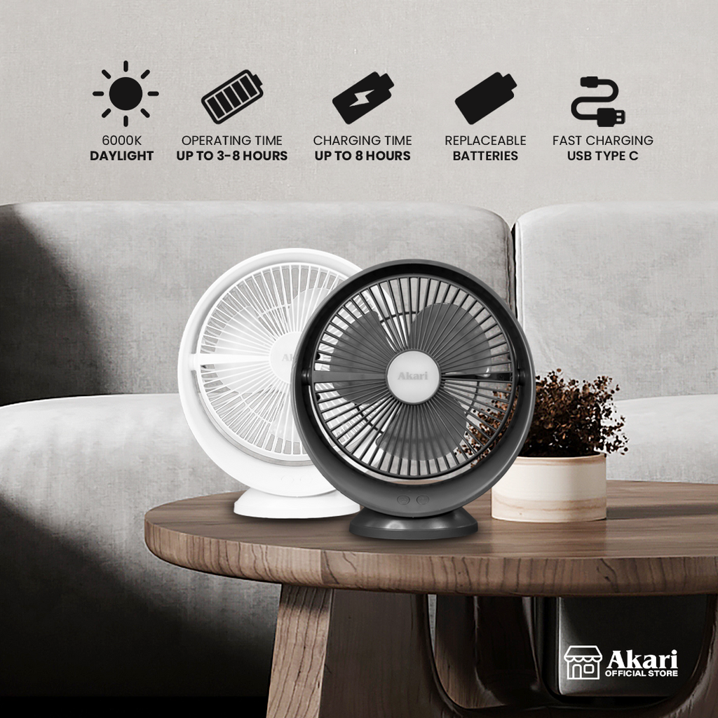 Akari 8” Rechargeable LED Orbit Fan with Night Light Function (ARF-327 ...