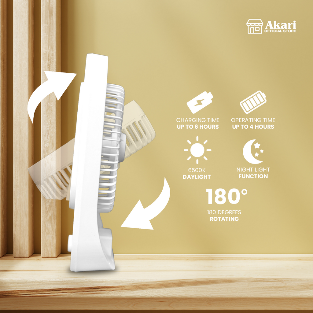 Akari 8" Rechargeable Square Fan with LED (ARF-8018) – Akari.store