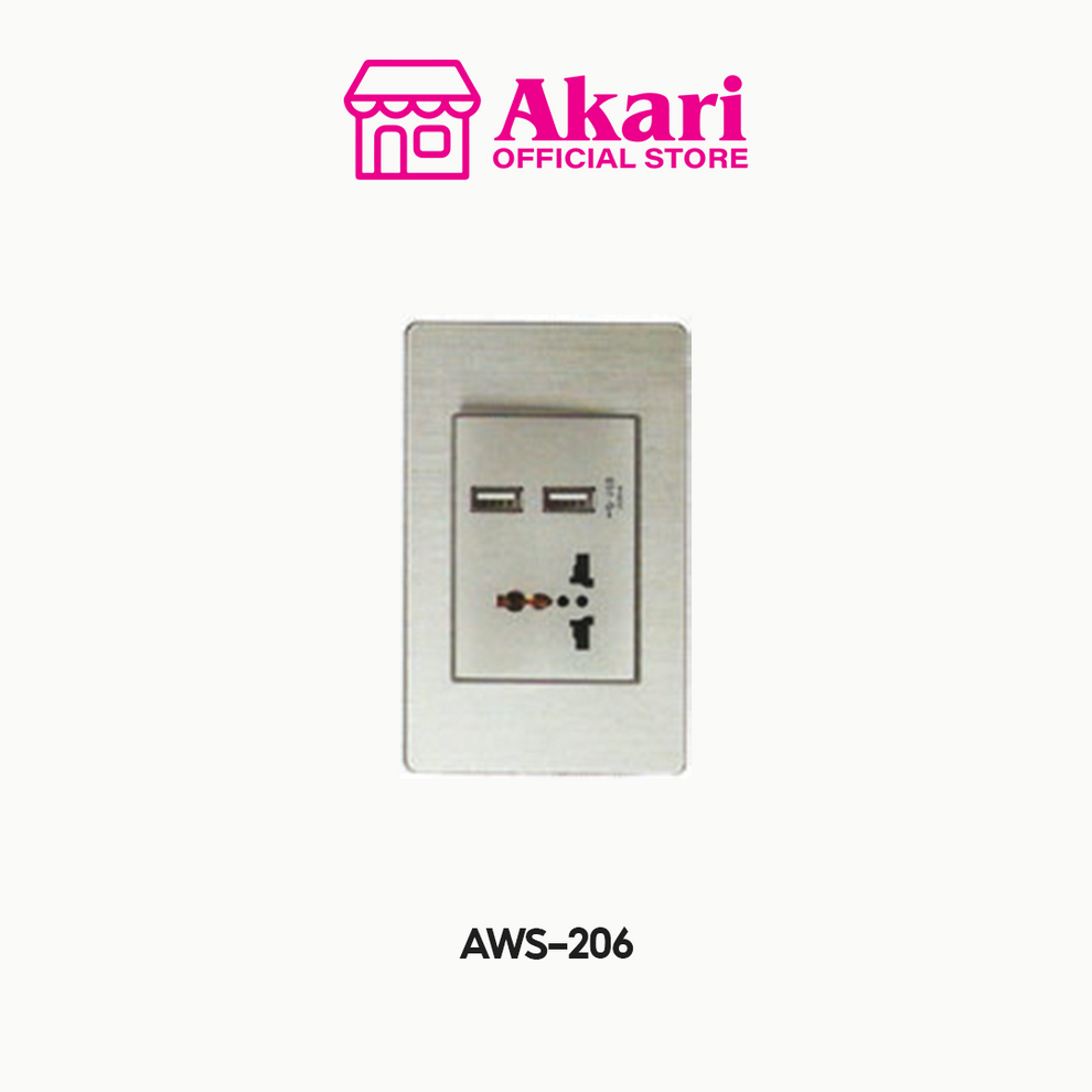 Akari Multipurpose Outlet with 2 USB - Steel (AWS-206) – Akari.store